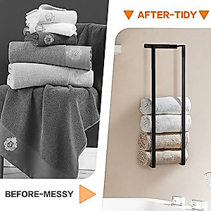 EAPC Towel Racks for Bathroom, Wall Mounted Bath Towel Rack, Adhesive & Drilling Towel Storage with 2 Towel Hooks, Stainless Steel Bathroom Organization Shelf for Washcloths Hand or Bath Towels