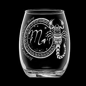We Love Horoscope Personalized YOUR NAME HERE Laser Engraved STAR SIGN Wineglass (15oz) (SCORPIO)