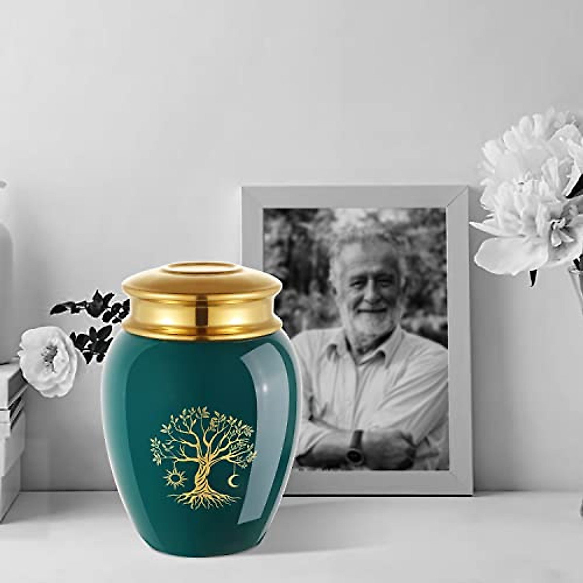 DGDCDV Human Ashes Keepsakes Urn 24 Cubic Inches, Small Ceramic Urns for Human Ashes, Tree of Life Cremation Urn, Urns for Sharing Adult Ashes, Pet Cat and Dog Urn, Adult Funeral Urn