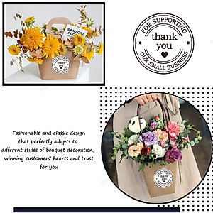 2" Round Classic Retro Stickers Thank You for Supporting Our Small Business Sticker Labels with Hearts - Printed White Thank You Stickers 500 Thank You Labels Per Roll (White, 2 inch)