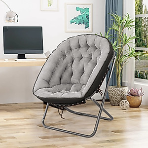 iw I WISH Saucer Chair for Adults,Folding Saucer Chair,Oversized Saucer Chair,Comfy Foldable Chair for Bedroom,Moon Chair，300 lbs (Grey)