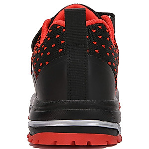 KUBUA Kids Sneakers for Boys Girls Running Tennis Shoes Lightweight Breathable Sport Athletic Black Red Big Kid Size 2