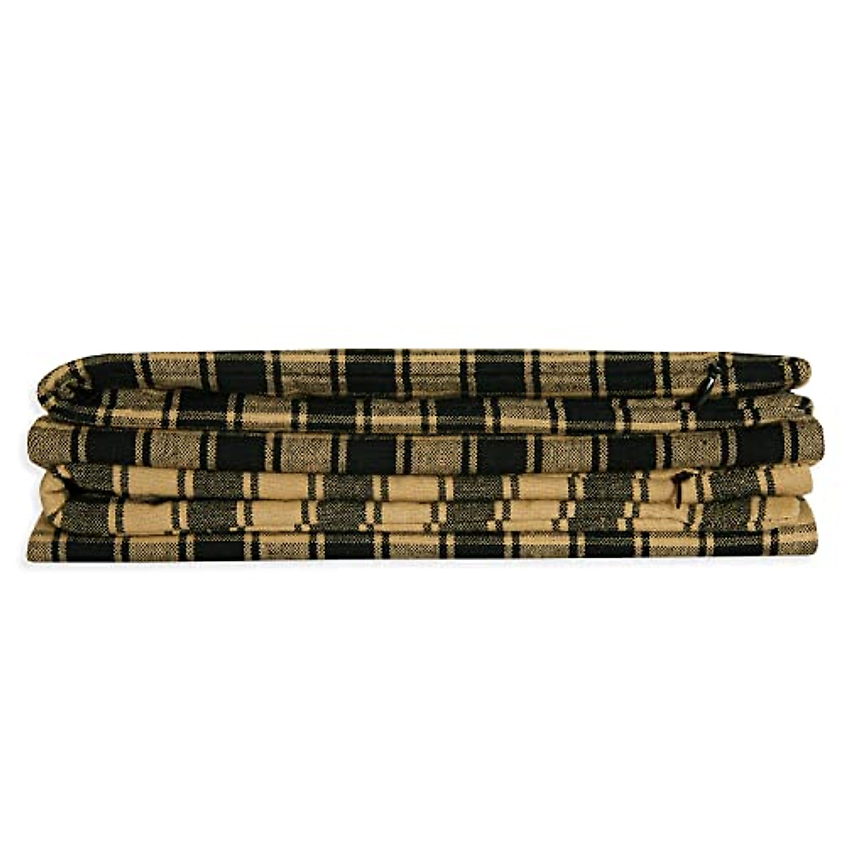 Cackleberry Home Black and Tan French Check Decorative Square Throw Pillow Case Covers Woven Cotton 18 x 18 Inches, Set of 2