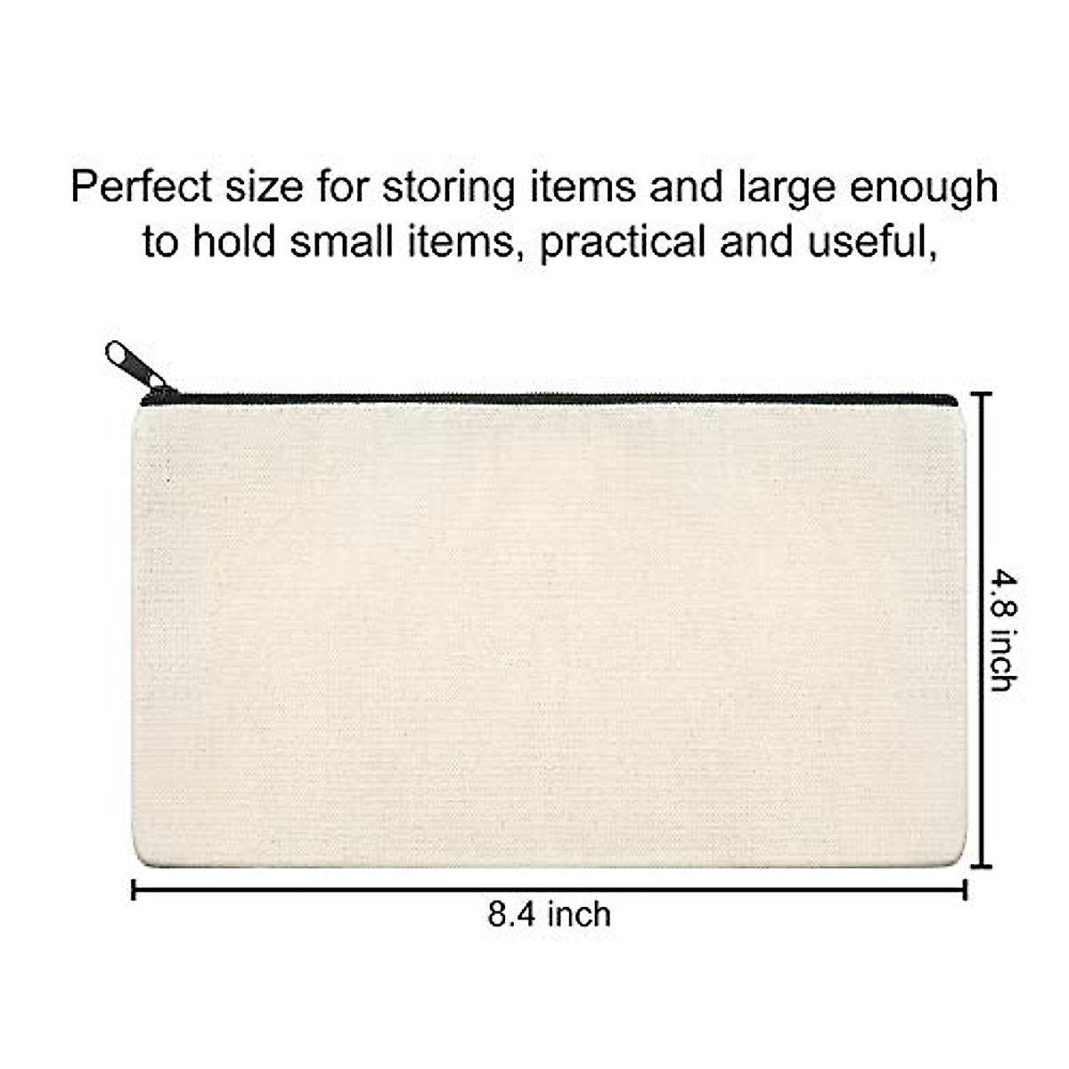 Canvas Makeup Bags Canvas Zipper Pouch Bags Pencil Case Blank DIY Craft Bags Cosmetic Pouch for Travel DIY Craft School (Black and White, 10 Pieces)