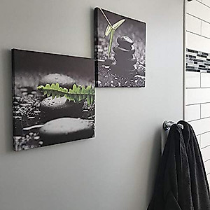 SUMGAR Framed Wall Art Bathroom Decor Black and White Canvas Paintings Green Pictures Zen Stone Spa 4 Piece,12x12 in