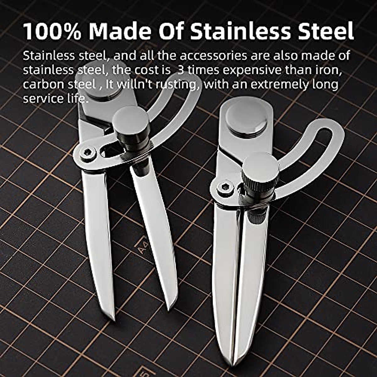 WUTA Wing Divider High Polished 304 Stainless Steel Adjustable Spacing Compass Wing Divider Scriber Leather Regulation Tools Edge Creaser DIY for Woodworking Leather Marking