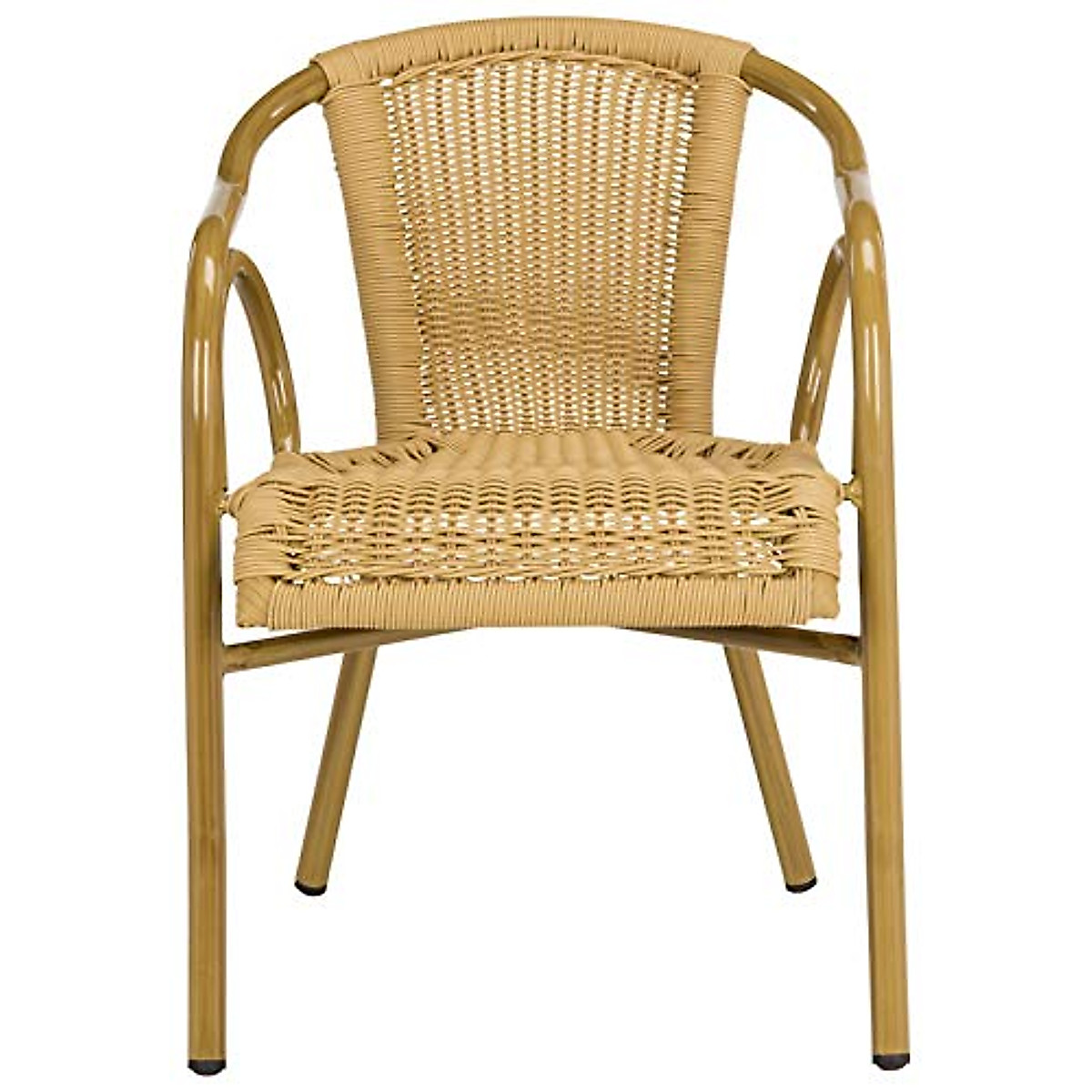 Safavieh PAT4000B-SET2 Outdoor Collection Dagny Natural and Light Brown Stacking Arm Chair