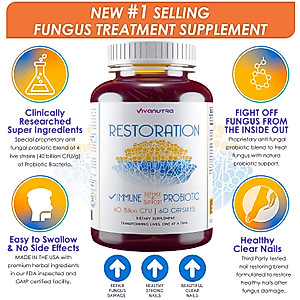 Restoration Toenail Fungus Treatment Probiotic Pills - Nail Fungus Treatment For Toenail, fungus Fungi Foot Repair Extra strength, Intensive Toe Nail renewal feet Fungus Supplement - Month Supply 60ct