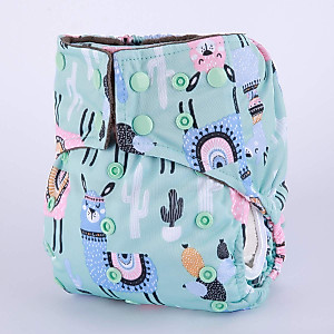 Sigzagor 3 AIll in One Cloth Diapers Nappies for Night AIO Sewn in Insert Reusable Washable (Lamas Pack)