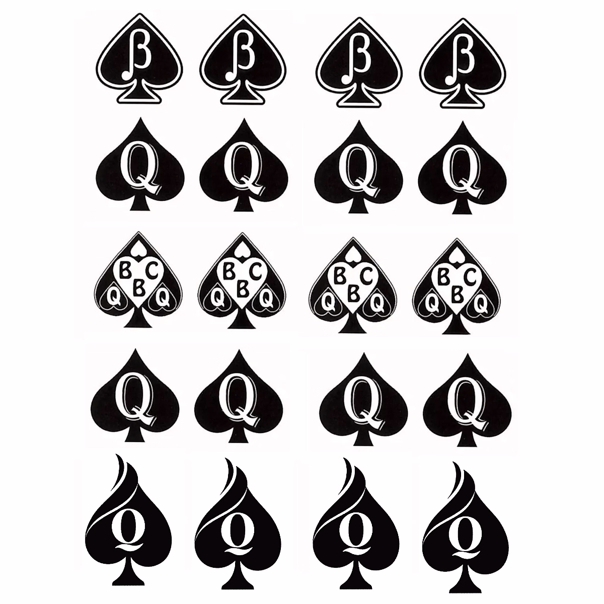 4 Sheets BBC Queen of Spades Temporary Tattoo Sticker Total 81(15X21cm) QoS Hardcore Words Phrases