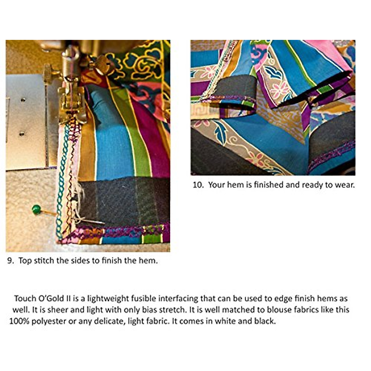 Superpunch Touch O’Gold II Interlining/Interfacing, HTC1850-2 Fusible Woven Iron On Interface Lightweight for Fine, Delicate Fabrics - 20''Wide, 100% Polyester, Sold in 2 Yard Package, (Black)