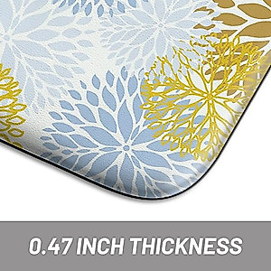 FYATHM Kitchen Mats for Floor Anti Fatigue Mats for Kitchen Floor Floral Kitchen Rugs Cushioned Non Slip Memory Foam Waterproof Mats for Sink Office Bedroom Blue Yellow