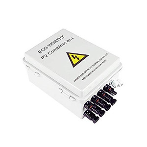 Gimax 4-String Solar PV Combiner Box W Circuit Breakers Surge Lightning Arrester Protection - (Ships From: United States)
