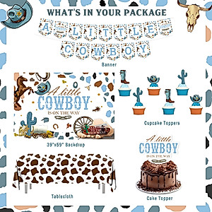 Party Inspo Cowboy Baby Shower Decorations, Western Rodeo Baby Shower Decorations, Wild West A Little Cowboy is On The Way Backdrop Balloon Banner Tablecloth Cake Cupcake Topper Box Cutout
