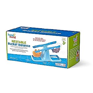 hand2mind Blue Nestable Bucket Balance, Clear Double Bucket Balance Scale for Liquids and Solids, Easy to Assemble Kids Scale, Space Saving Storage Base, Balance Scale for Classroom (Set of 1)