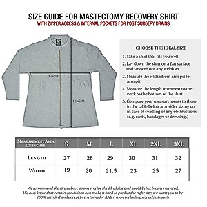 Inspired Comforts Mastectomy Recovery Shirt with Drain Pockets & Drainage Tube Fasteners, Grey M