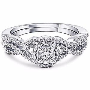 3/4CT Diamond Halo Infinity Engagement Wedding Ring Set 14k White Gold Lab Grown - Size 4