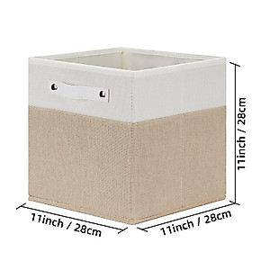 Bidtakay Cubes Baskets for Organizing 11 X 11 X 11 inch Collapsible Fabric Storage Boxes 4 Pack Stackable Beige Cube Storage Organizer Bins For Home Closet Shelves Office Bedroom Nursery Toy Storage