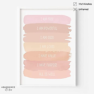 Pink Wall Art Positive Affirmations Wall Decor Girls Nursery Wall Art Pink Inspirational Wall Art for Office Blush Pink Wall Decor for Bedroom Pink Bathroom Decor UNFRAMED (11x14 Blush)