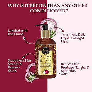 Oriental Botanics Red Onion Hair Conditioner with Red Onion Oil & 25 Botanical Actives - No Parabens, Mineral Oil, Sulphate, 300ml