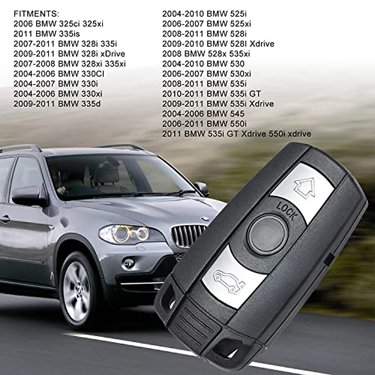 keyless Entry Remote fob 3 Buttons Replacement PCF7952 Chip for BMW CAS3 3/5 Series X5 X6 with Comfort Access 315MHz KR55WK49127 KR55WK49123 315MHz (Pack of 1)