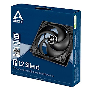 ARCTIC P12 Silent - PC Fan, 120mm Case Fan, Pressure-optimised, Very Quiet Motor, Computer, Fan Speed: 1050 RPM - Black