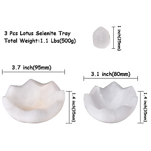 JIC Gem Morocco 1.1 Lbs Natural Lotus Shaped Selenite Charging Tray Set for Quartz Crystals,Selenite Charging Plate Station,Charging Selenite Bowl for Stones