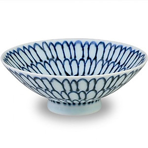 Hakusan Pottery P-4 Flat Chawan, Blue, Approx. φ5.9 x 2.1 inches (15 x 5.3 cm), Masahiro Mori Design, Hasami Ware Made in Japan