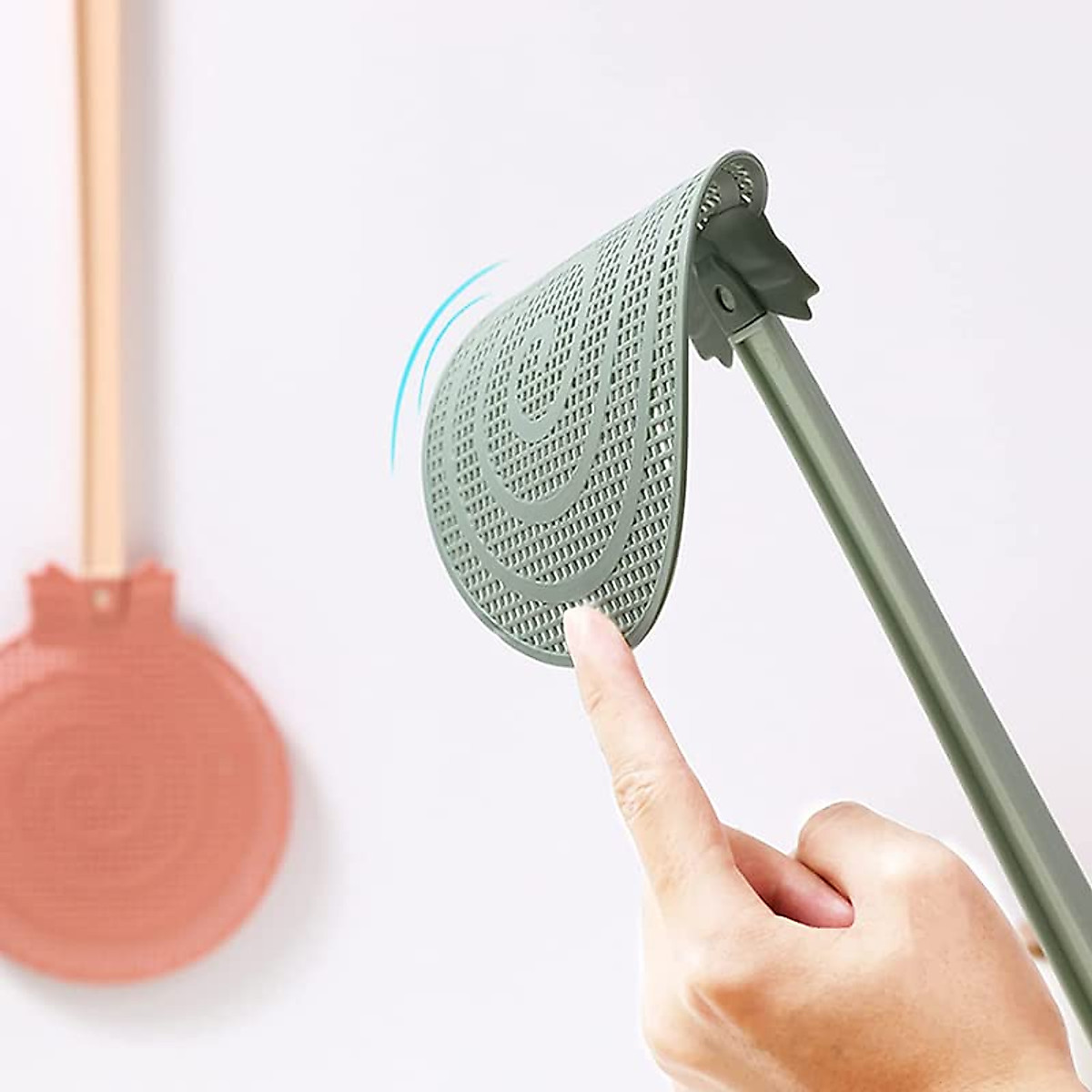 2 Pcs White Cute Fly Swatter Summer Mesh Long-Handled Manual Fly Swatter for Adult Thickened Candy-Shaped Plastic Mosquito Swatter Flying Insect Swatter