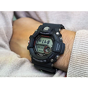 Casio mens Tactical Rangeman G-Shock Solar Atomic Watch, Black/Black, GW9400-1B