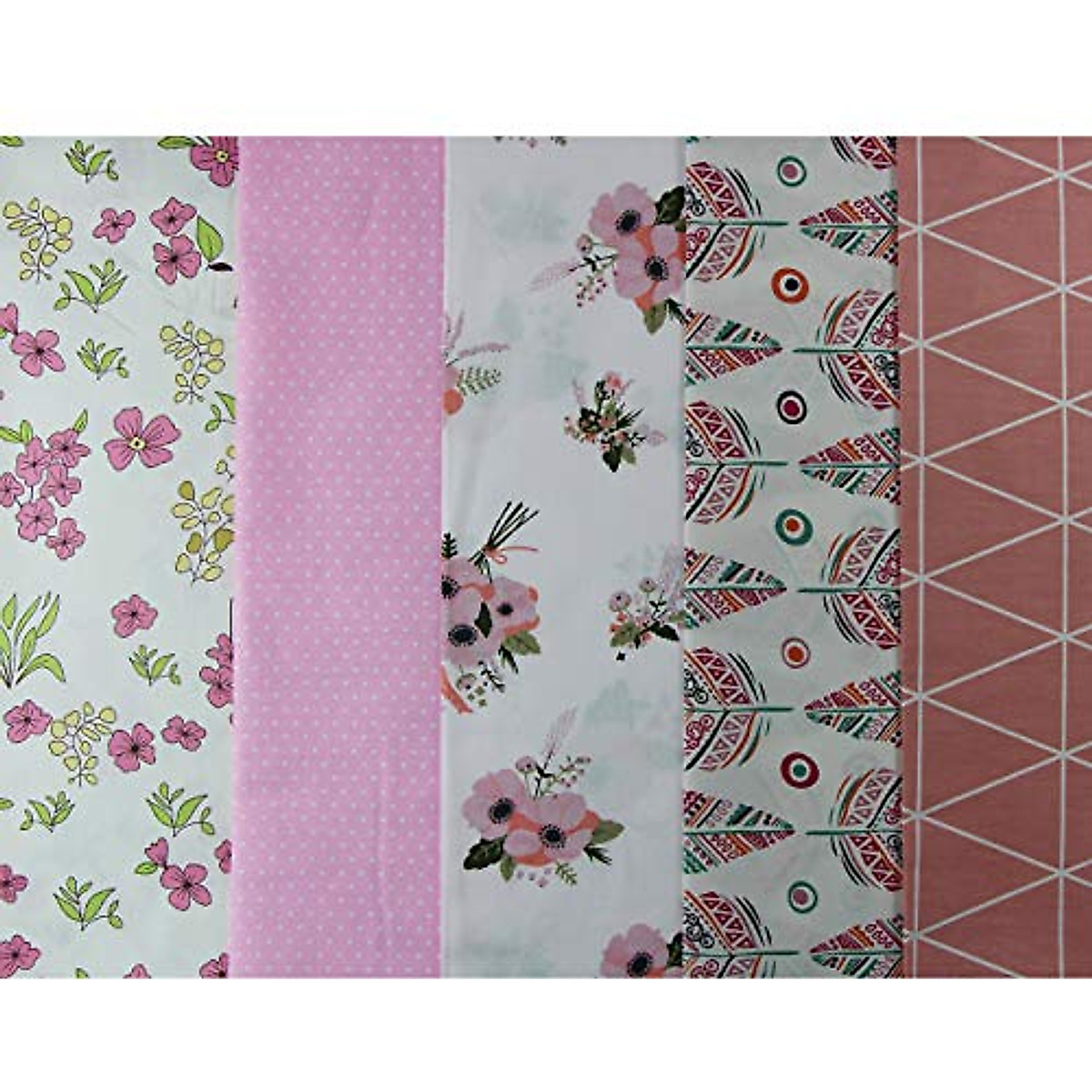 aufodara 5pcs Cotton Craft Fabric Bundles Patterns Textile Patchwork Tissue, Quilting Fabric, 19.7"x19.7" Pre-Cut Fabric Squares for DIY Crafts Sewing Quilting Scrapbooking (#-55-B)