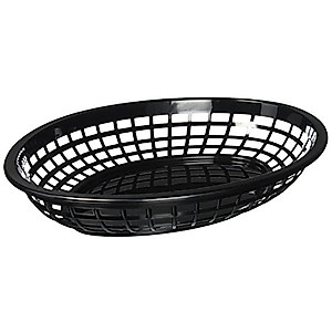 TABLECRAFT (1084BK) - OVAL PLASTIC SERVING BASKET, BLACK (PACK OF 12)