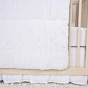 Trend Lab Simply White 3 Piece Crib Bedding Set, Sewn with Elegant Ruching, includes Quilt, Fitted Crib Sheet and Skirt