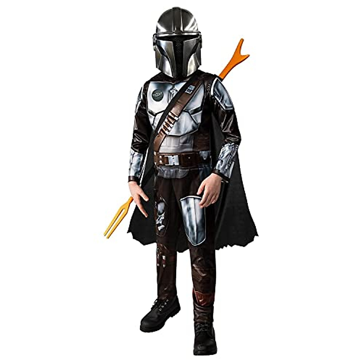 Star Wars The Mandalorian Kids Halloween Costume Large (10-12) Jumpsuit/Cape/Mask/Holographic Detail
