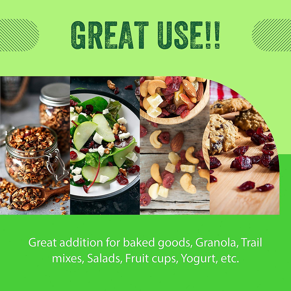 Dried Cranberries Original 4 lbs,(64oz) Batch Tested Gluten & Peanut Free | Resealable Bag | High in Antioxidant | Great for Salads Cooking, and Mixes/Sweetened