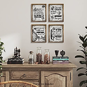 Alice Inspirational Saying Quotes Poster Prints Room Decor - Alice in Wonderland Wall Art Decor, Motivational Wall Art for Alice Fans, Self Affirmation Gift for Women Teen Girl Cheshire Cat Mad Hatter