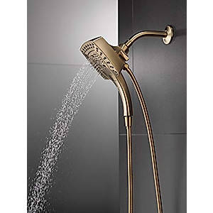 Delta Faucet 5-Setting In2ition 2-in-1 Dual Hand Held Shower Head with Hose, Gold Shower Head Handheld Combo, Magnetic Docking Handheld Shower Head, 2.5 GPM, Champagne Bronze 58474-CZ25