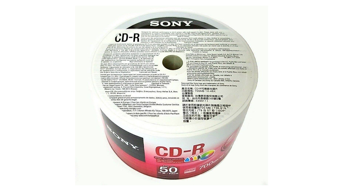 Sony 50 Pack CD-R Printable Discs - 48X 700MB