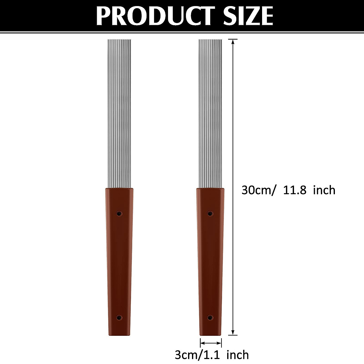 Yeshone 2 Pcs Guira Dominicana Guiro Comb 12 Inch Guiro Instrument Professional Guiro Scraper Stainless Steel Guiro Percussion Equipped with 11 Steel Rods, Gifts for Christmas