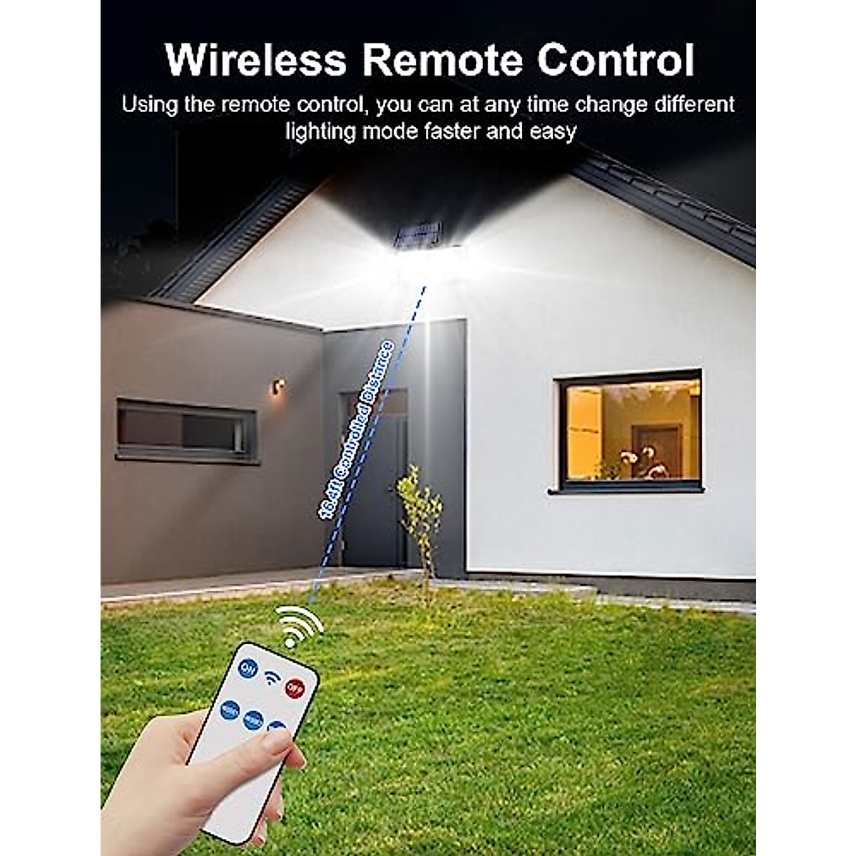 YOYONACY Solar Outdoor Lights, 2500LM 348 LED Motion Sensor Outdoor Lights with Remote, Bright 3 Heads Solar Powered Flood Lights, IP65 Waterproof Security Detection Lights for Outside, Yard, Patio