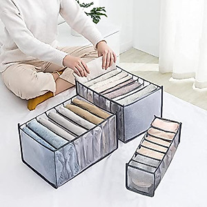 Wardrobe Clothes Orgnizer for Jeans T-Shirt Washable Foldable 7 Grids Mesh Strorage Legging Drawer Ogrizer for Underwear, Socks, Scarves, Leggings, Skirts(36*25*20cm)
