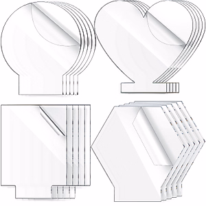 20 Pcs 2 mm Acrylic Blanks for Light Base Plastic Cast Clear Acrylic Sheet Square and Round Plastic Panel Sign Blank with Double Sided Protective for LED DIY Craft(Square, Round, Heart, Hexagon)