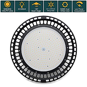 OPENLUX 300W UFO LED High Bay Lights 43,500lm (1200W MH/HPS Equiv.) 5000K 0-10V Dimmable High Bay LED Shop Lights UL Approved LED Warehouse Light AC100-277V