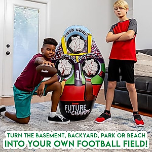 Franklin Sports Kids Football Target Toss Game - Inflatable Football Throwing Target Toy with Soft Mini Footballs - Fun Kids Football Toy Toss Game - Inflatable Indoor + Outdoor Sports Game 45 In.