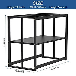 WSYFC Fish Tank Stand Metal Aquarium Stand Black 40 Gallon Aquarium Turtle Tank Double Layer with Storage Weight Capacity 660lbs 36.5" x 18.5" x 29.5" Breeder Reptile Tank Stand