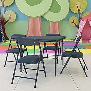Flash Furniture Kids Navy 5 Piece Folding Table and Chair Set