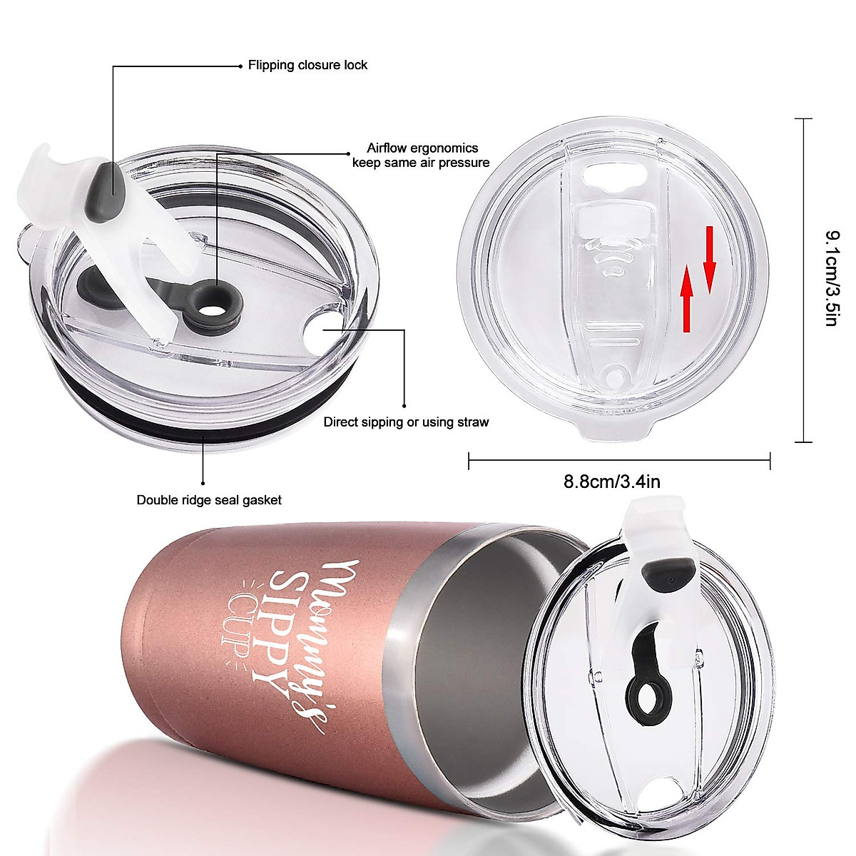 GINGPROUS Mommy's Sippy Cup Travel Tumbler Mom Birthday Christmas Gifts for Mom New Mom Mothers to be Wife Women Her Mother's Day Thanksgiving Day, 20 Oz Insulated Stainless Steel Tumbler, Rose Gold