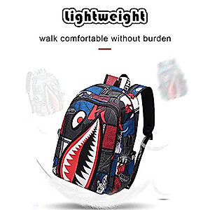 Waterproof Backpack Shark Backpack,Cartoon Shoulder Bag Casual Shark Daypack Backpacks for Boys Girls Teens Adults (Style 3)