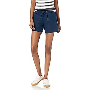 Amazon Essentials Women's 5" Inseam Drawstring Linen Blend Short (Available in Plus Size), Dark Blue, Medium