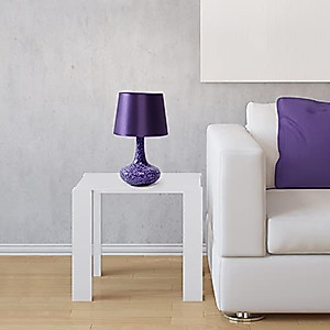 Simple Designs LT3039-PRP 14.17” Contemporary Mosaic Tiled Glass Genie Standard Table Lamp with Matching Fabric Shade for Home Décor, Bedroom, Living Room, Foyer, Office, Purple
